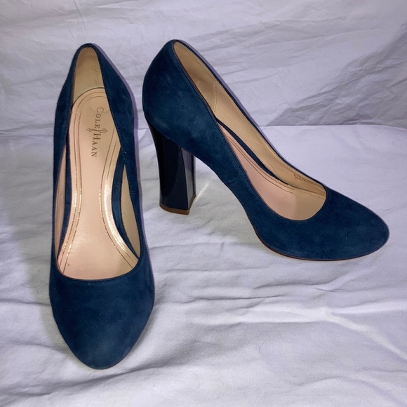 Cole Haan | Shoes | Cole Haan Block Heel Pumps 75 Navy Blue | Poshmark